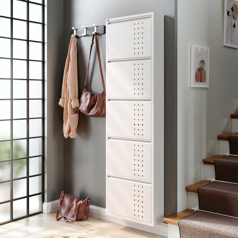 Hokku Designs Antibacterial 5 Tier Metal Shoe Cabinet Front Holes Reviews Wayfair